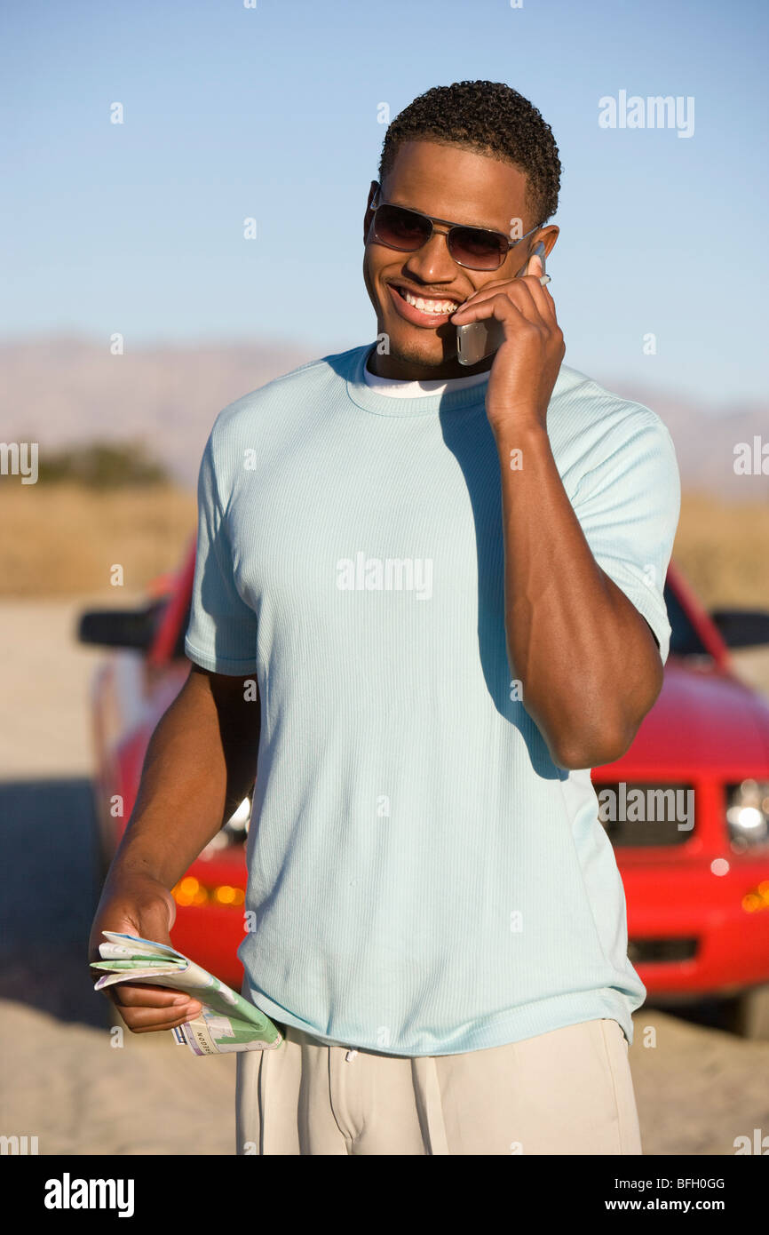 Man Using Cell Phone Stock Photo - Alamy