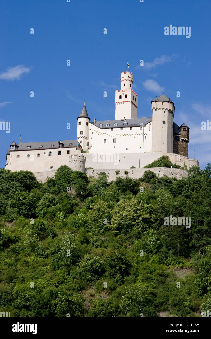 Marksburg Castle, near Braubach on the River Rhine, Germany Stock Photo ...