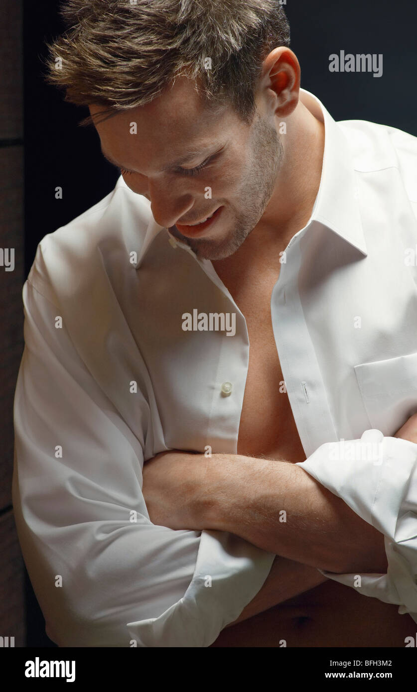 Man with arms crossed, close-up, portrait Stock Photo - Alamy
