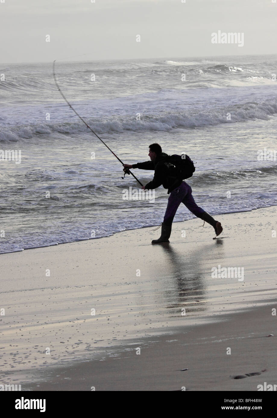 Surfcasting beach fishing hi-res stock photography and images - Alamy