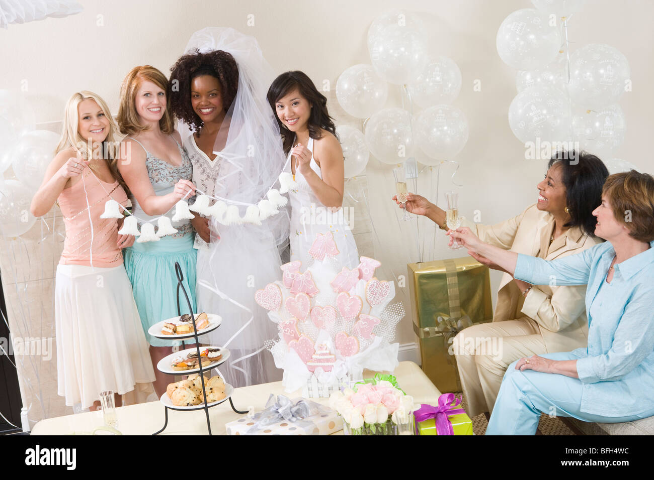 Young woman celebrating bridal shower with friends Stock Photo - Alamy