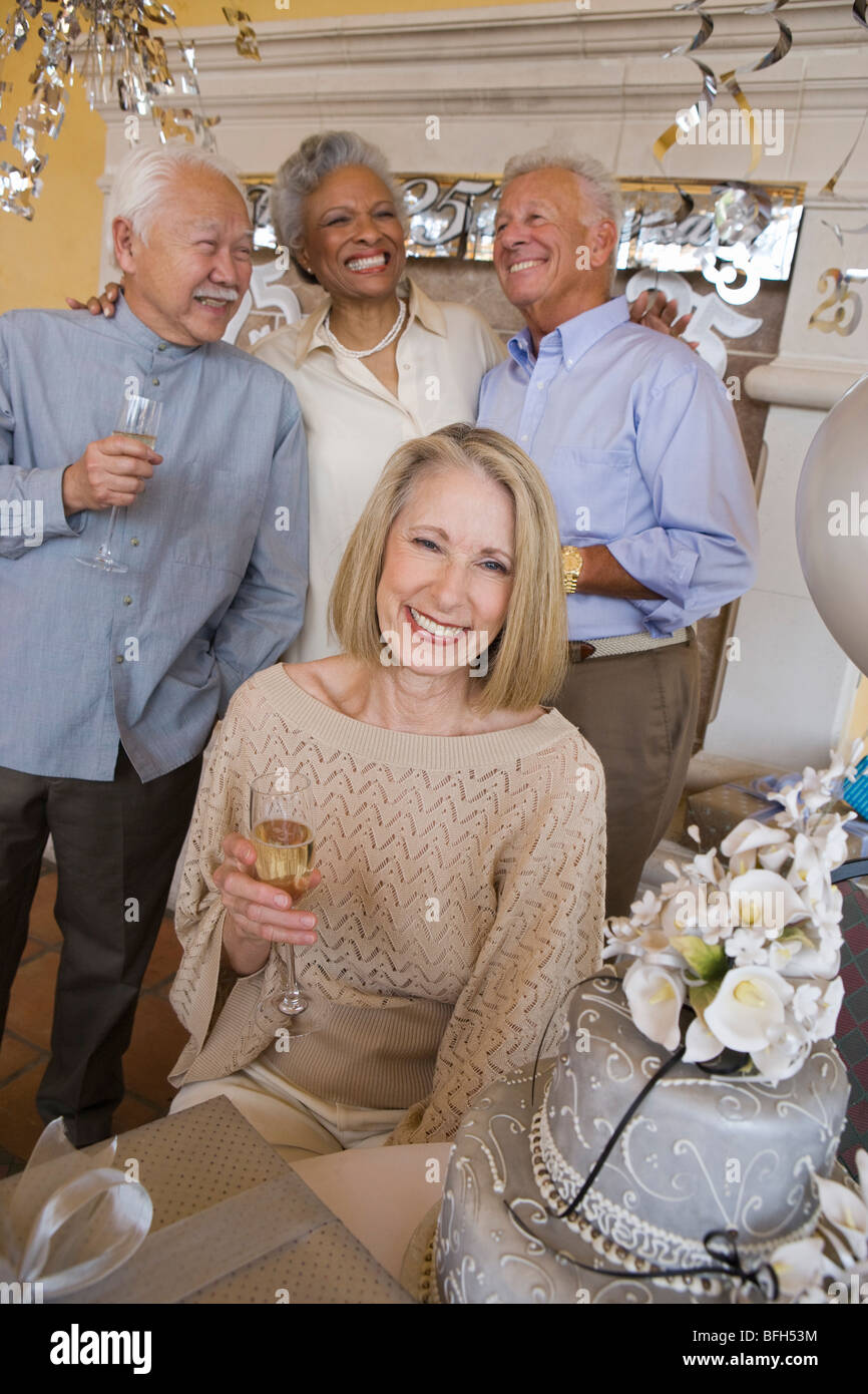 Senior people celebrating birthday Stock Photo - Alamy