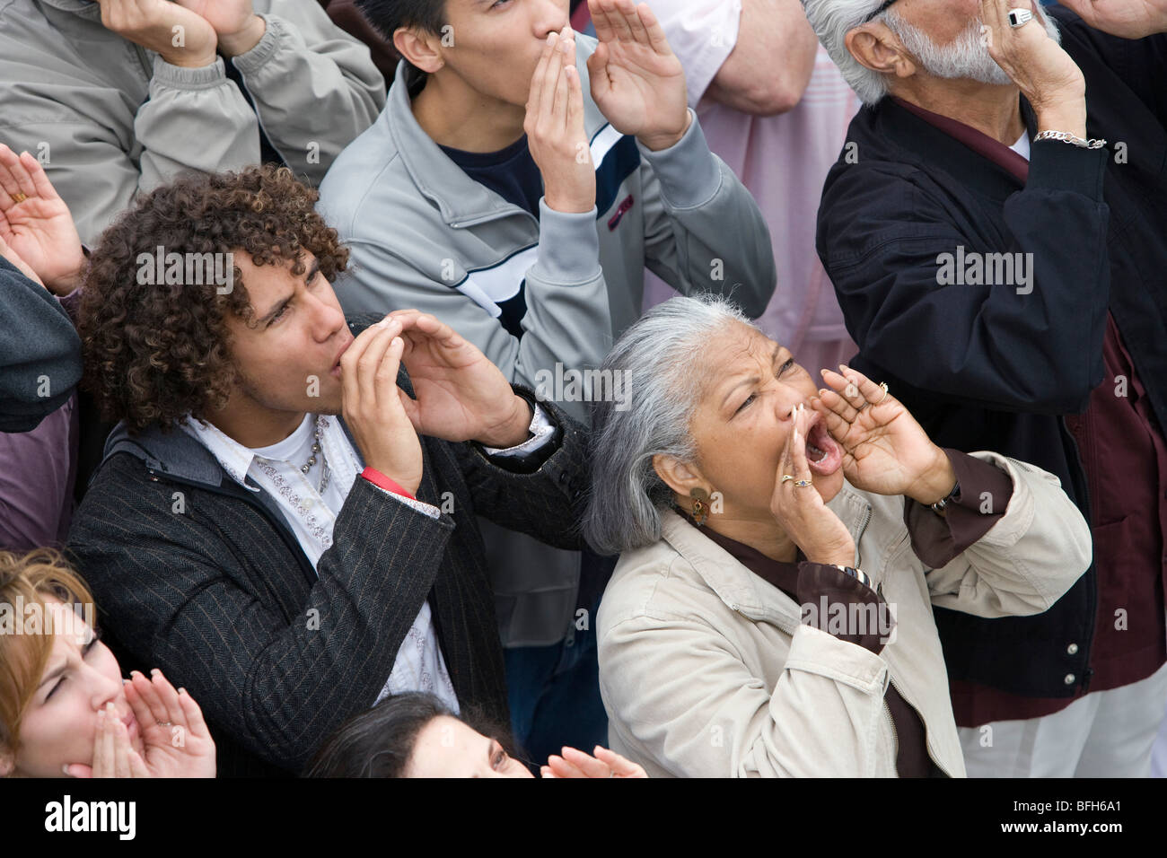 Crowd booing hi-res stock photography and images - Alamy