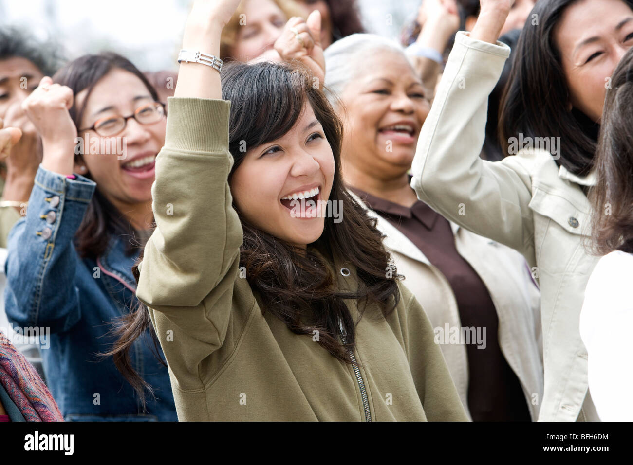 Crowd of women celebrating Stock Photo - Alamy