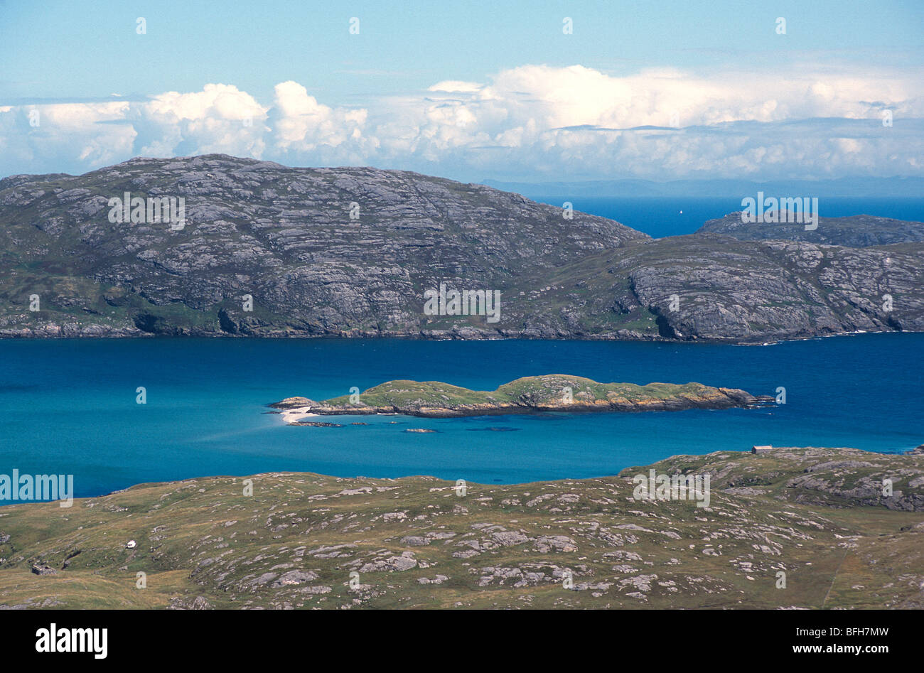 isle of eriskay view to south uist mountains western isles outer ...