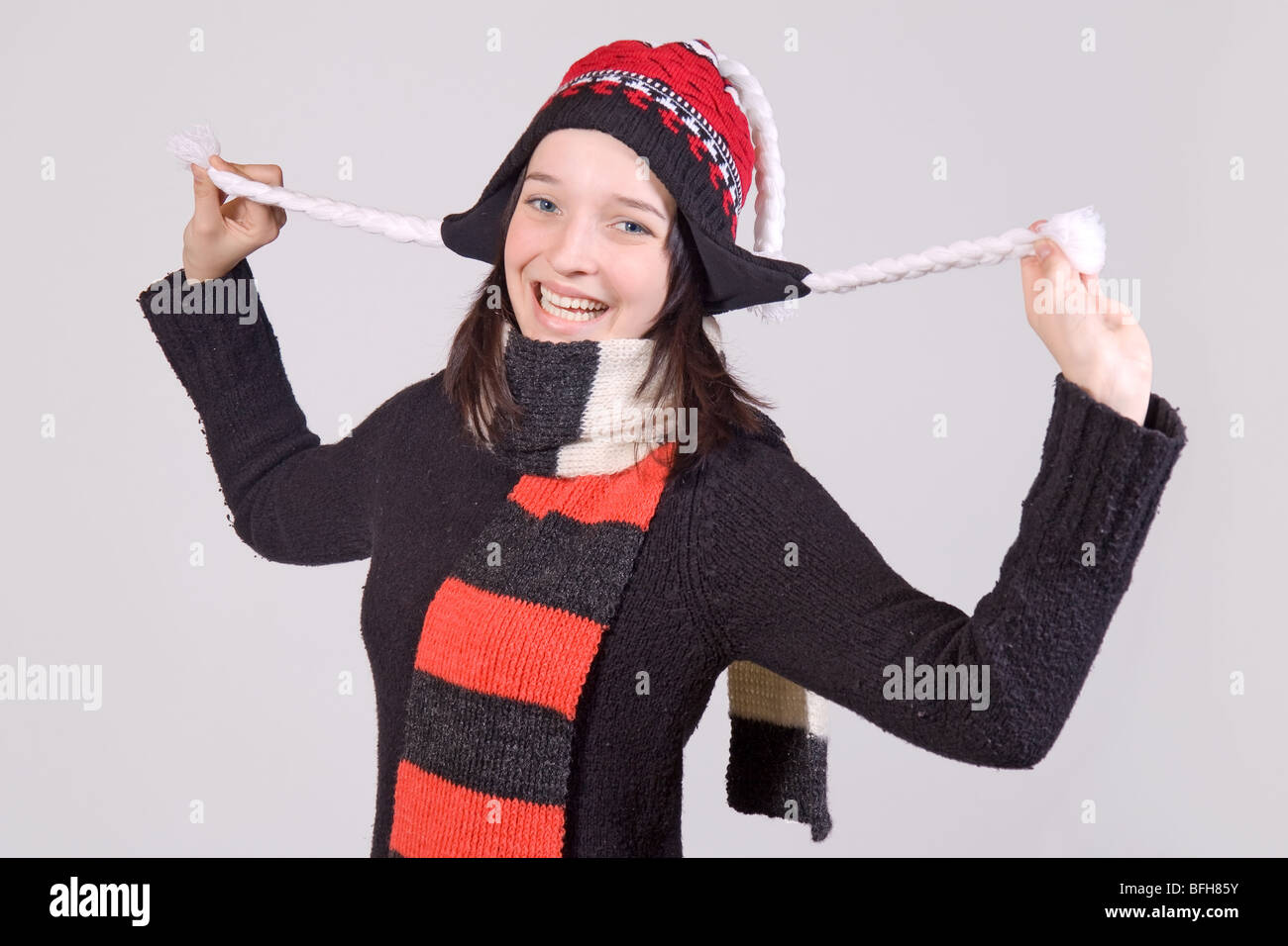 attractive girl in stocking cap Stock Photo - Alamy