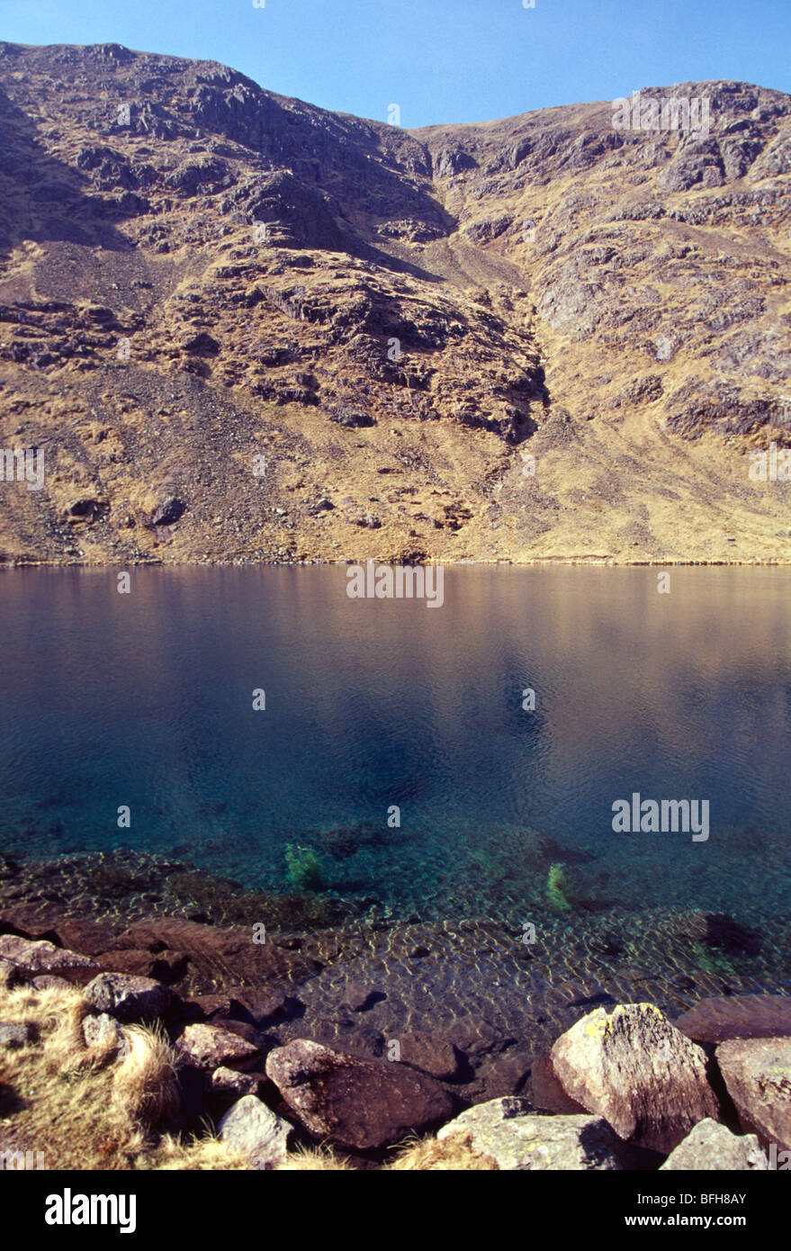 low water lake enroute summit old man of coniston cumbria lake district ...
