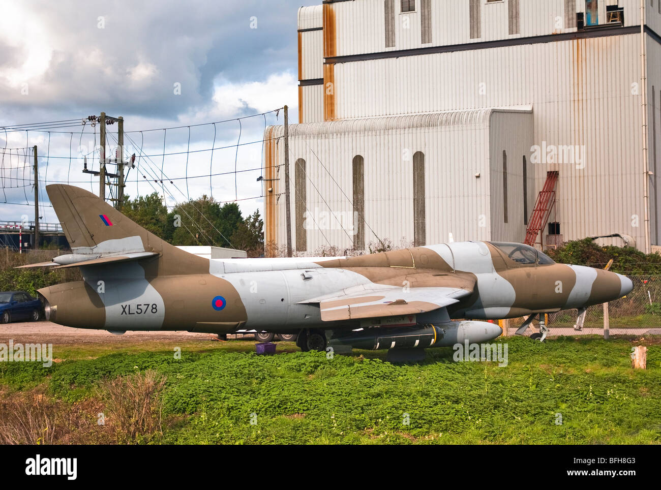 Old Hawker Hunter jet training aircraft awaiting disposal Stock Photo ...