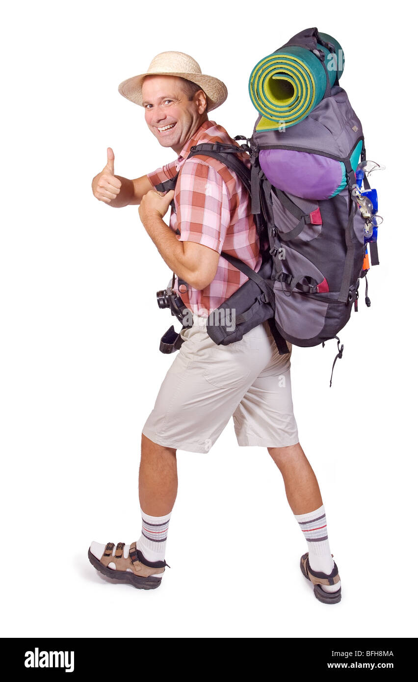 smiling hiker with thumbs up Stock Photo - Alamy