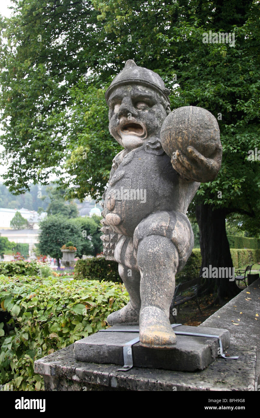 Austria, Salzburg, Marble baroque dwarf at the entrance to the ...