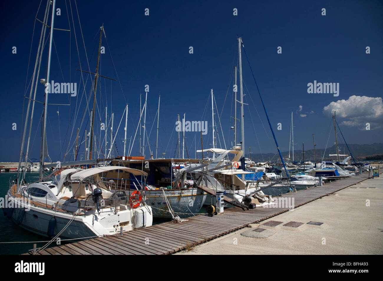 modern and traditional yachts in the harbour in latchi village in the ...