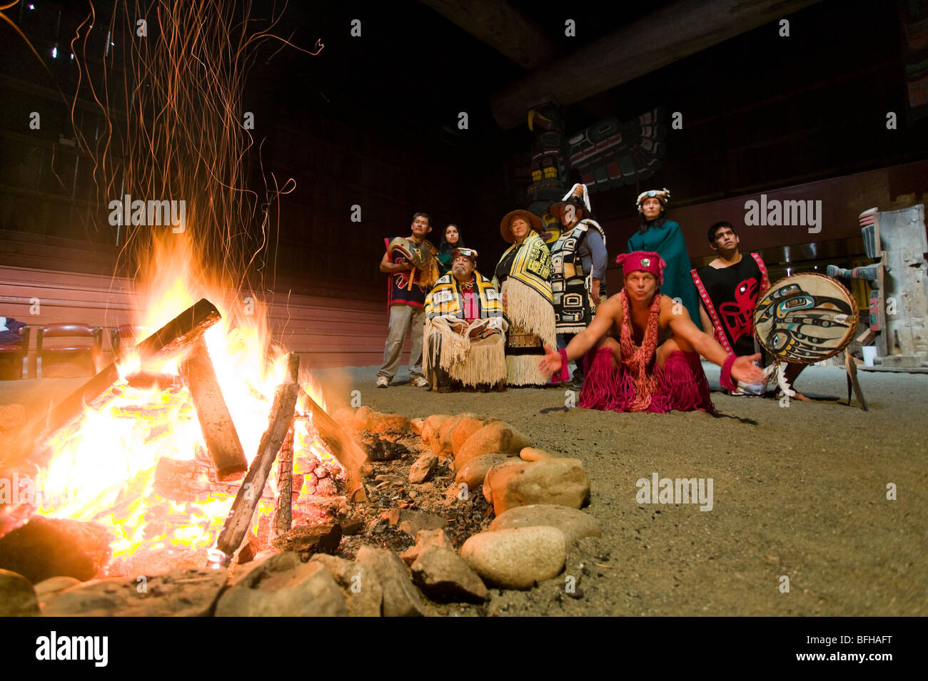 Members of the Fort Rupert band dress in their regalia, Fort Rupert ...