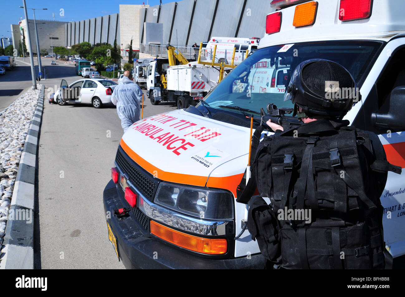 Israel, Haifa Israeli security forces and rescue personnel attend an ...