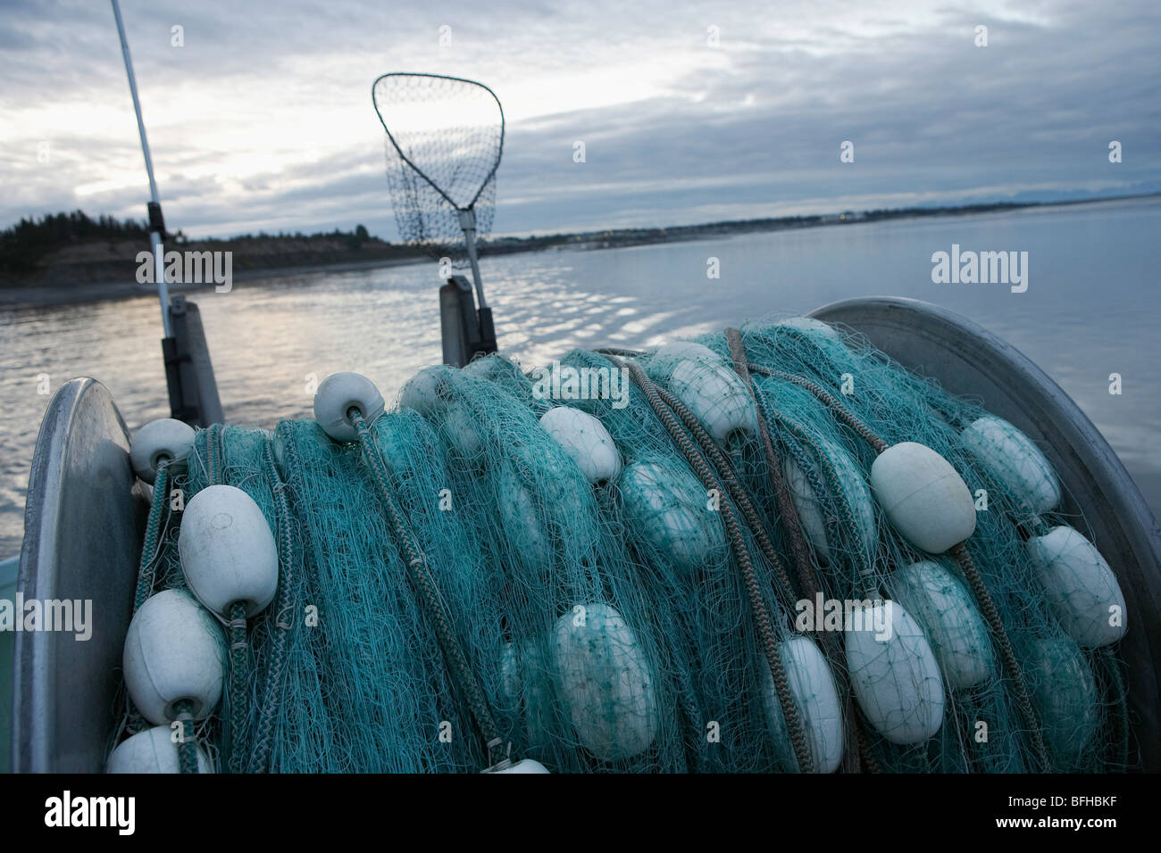 Fishing net on back of fishing boat Stock Photo - Alamy