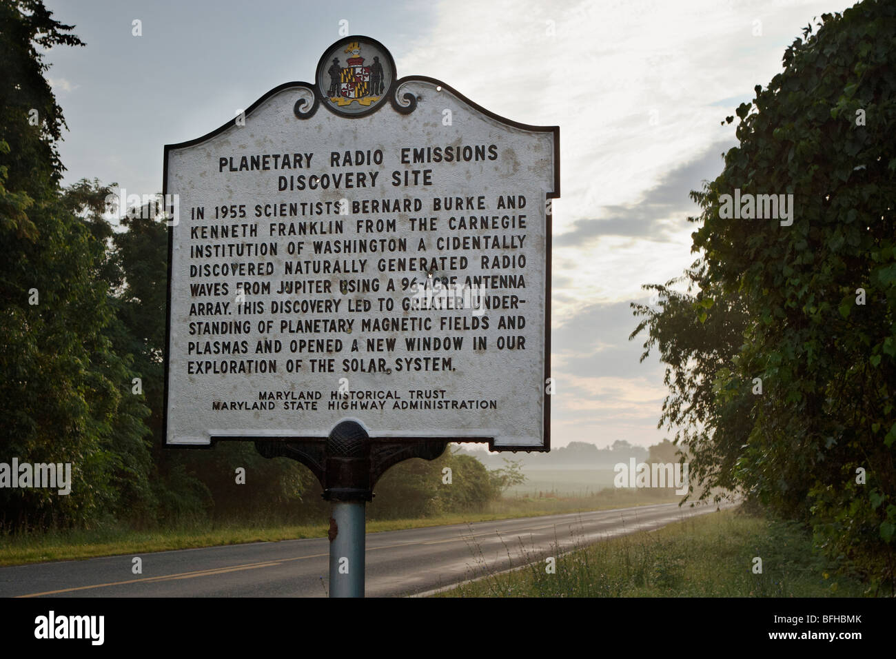 sign marking the location of the Planetary Radio Emissions Discovery ...