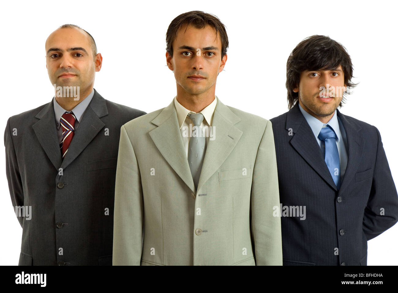 three business men isolated on white background Stock Photo - Alamy