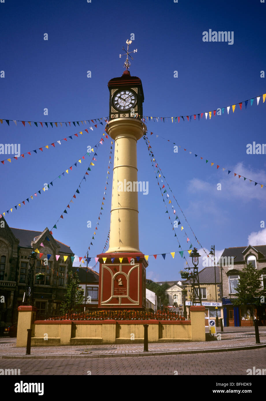 UK, Wales, Glamorgan, Tredegar, clock tower Stock Photo - Alamy