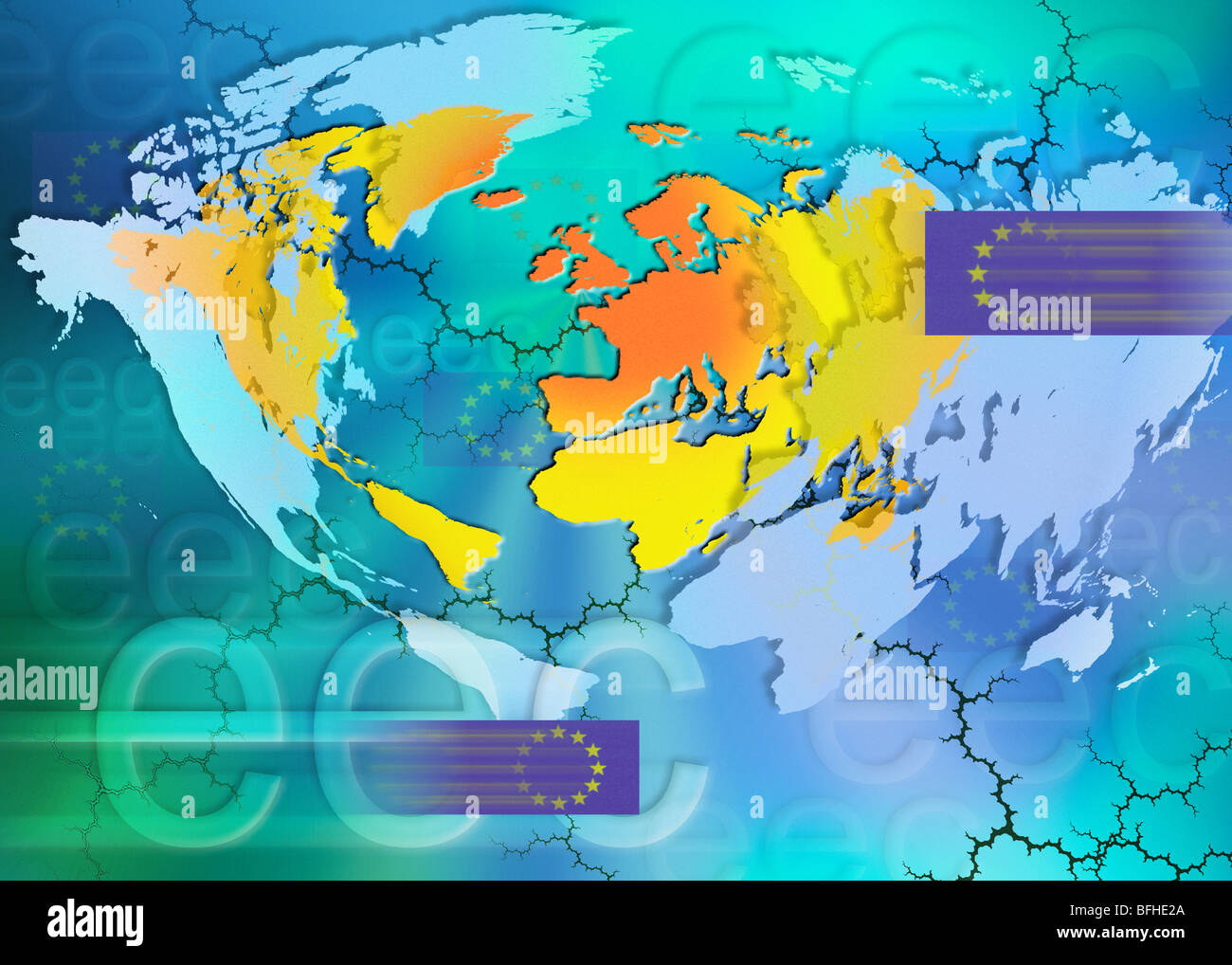 European Union and world map Stock Photo - Alamy