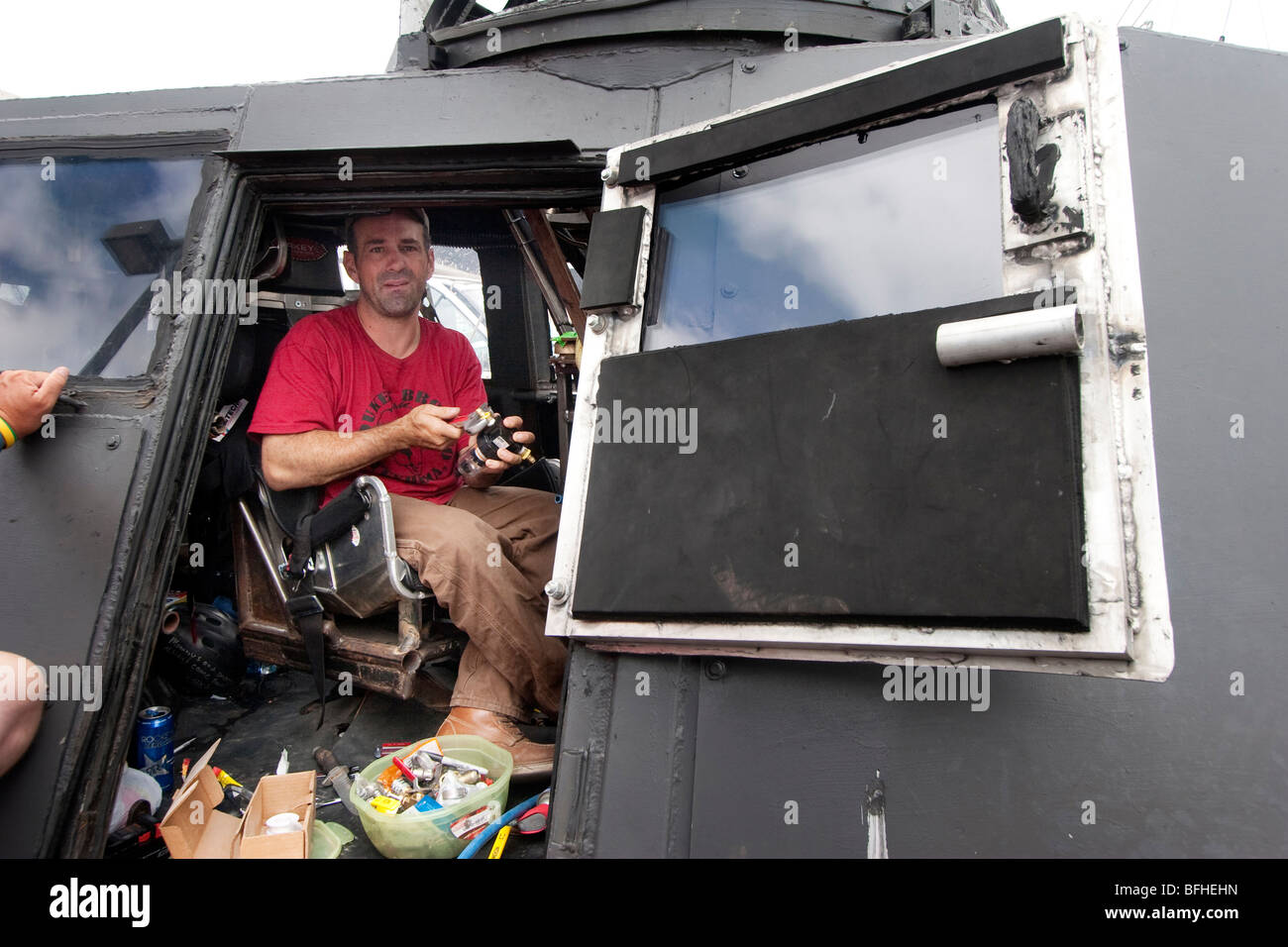 Storm chaser Sean Casey inside his Tornado Intercept Vehicle 2 in ...