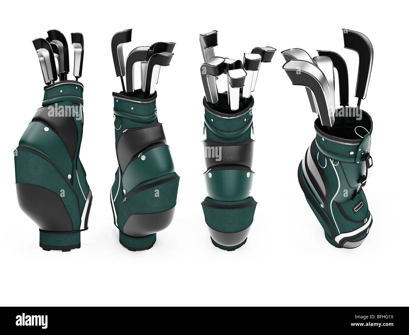 Isolated collection of golf stand bag over white background Stock Photo ...