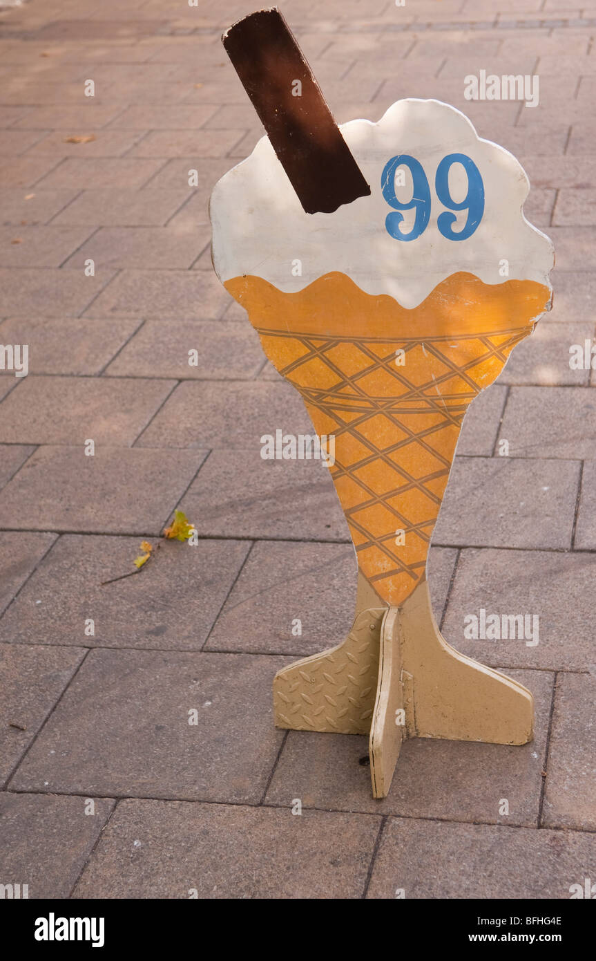 A sign advertising 99's ( an ice cream with a flake) in Norwich,Norfolk ...
