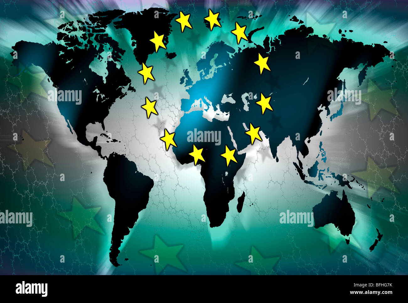 Graphic Illustration - world map and European Union Stock Photo - Alamy