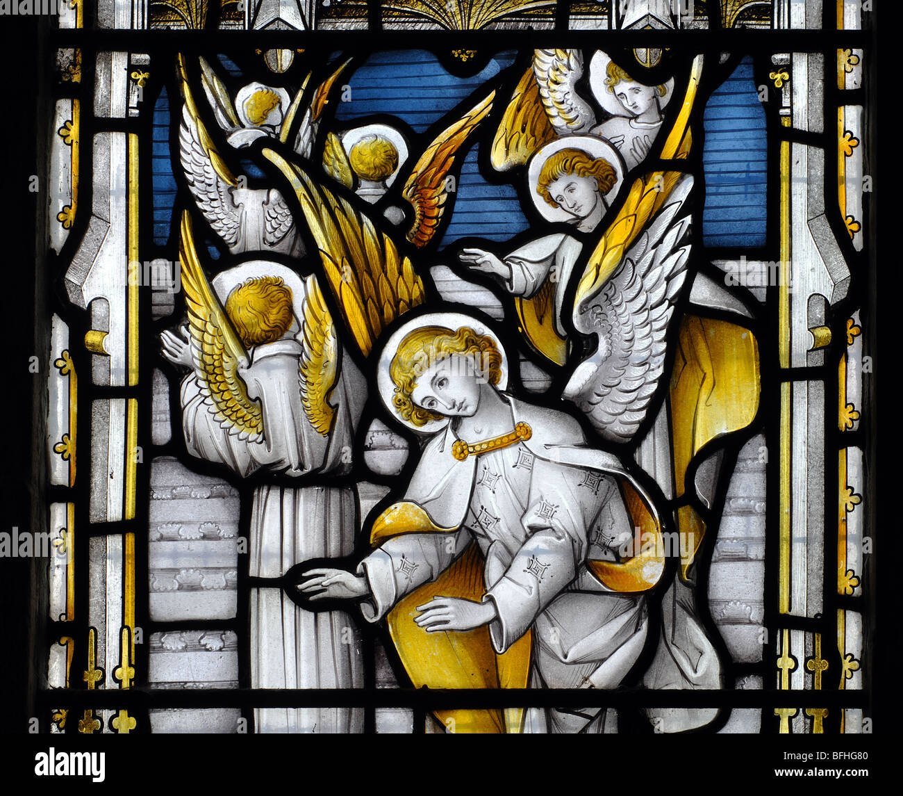 Angels stained glass, St. Peter and St. Clare Church, Fenny Compton ...
