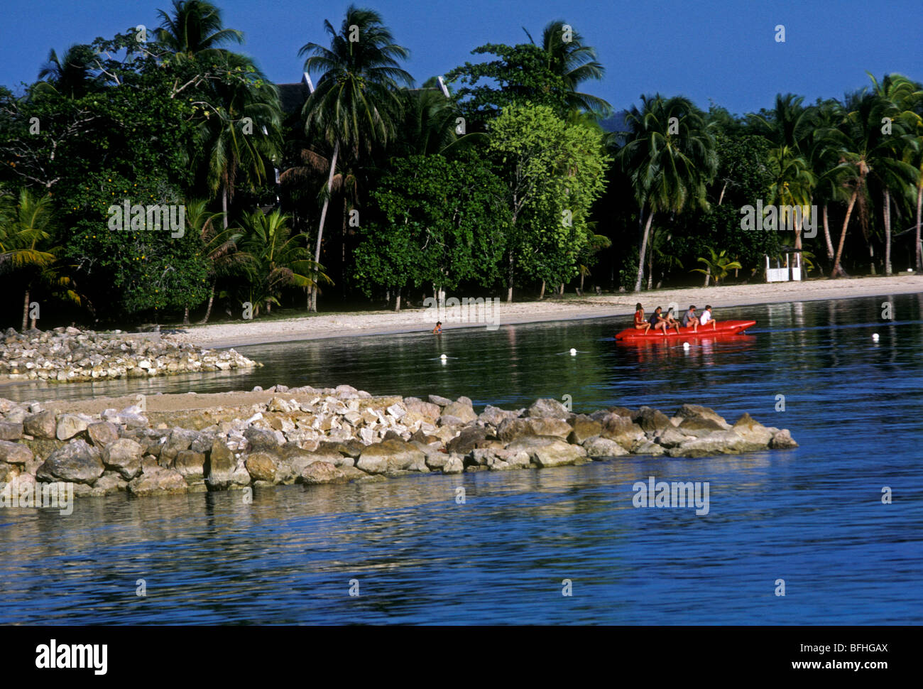 people, tourists, banana boat, banana boat ride, beach, Negril, Jamaica ...
