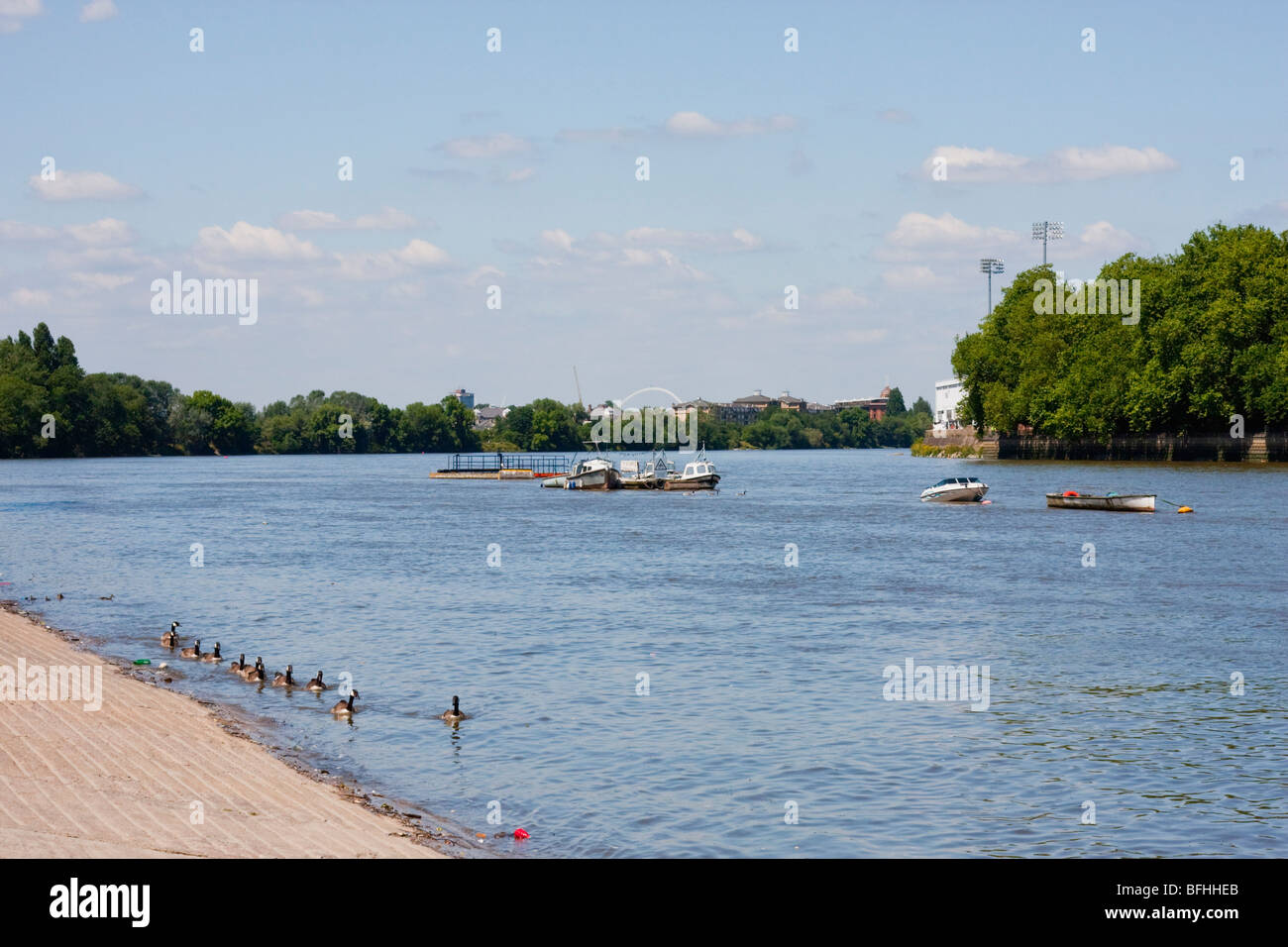 View of the River Thames from Putney Rowing Club, London England Stock ...
