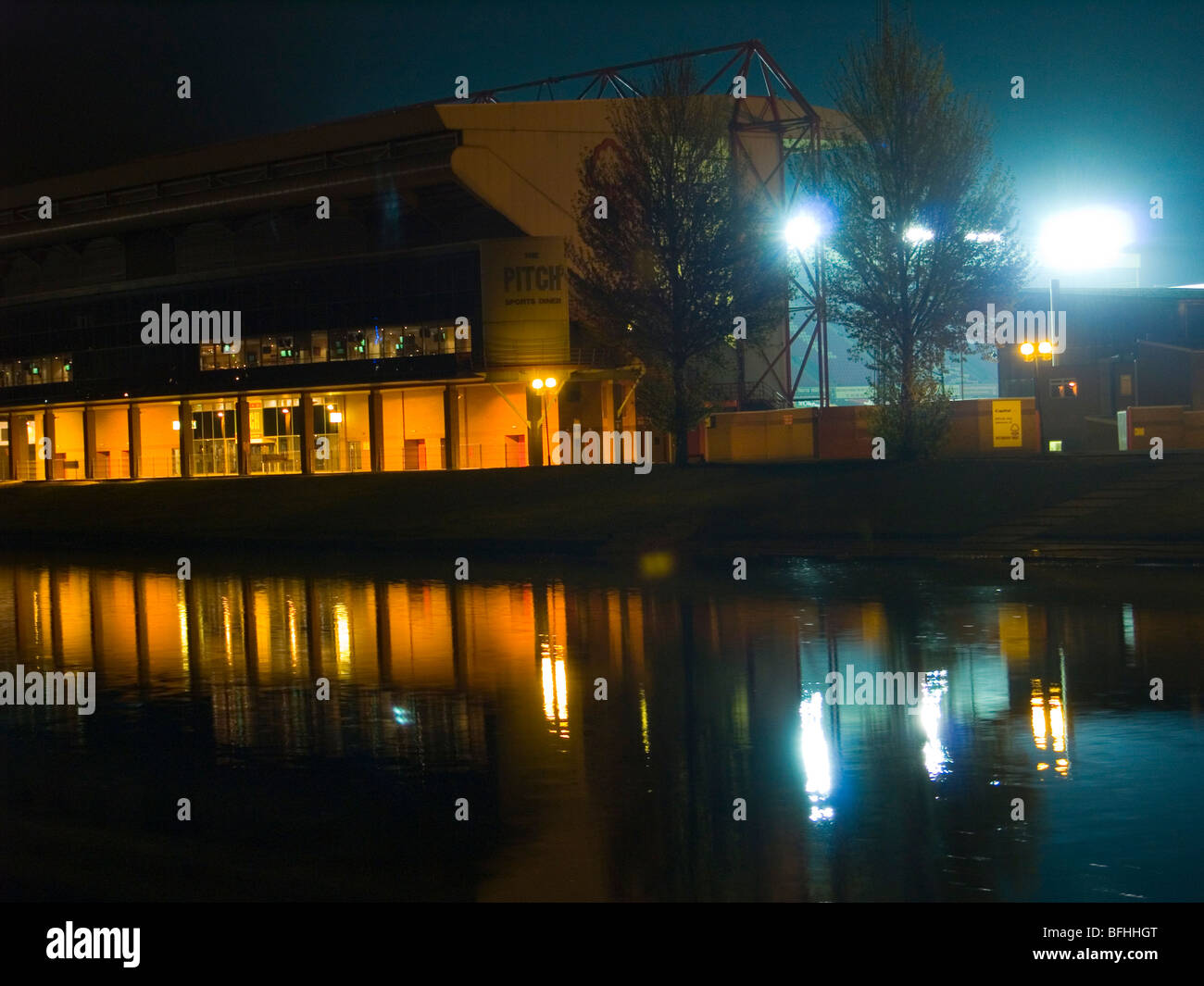 Nottingham Forest Football Stadium reflected in the River Trent at ...