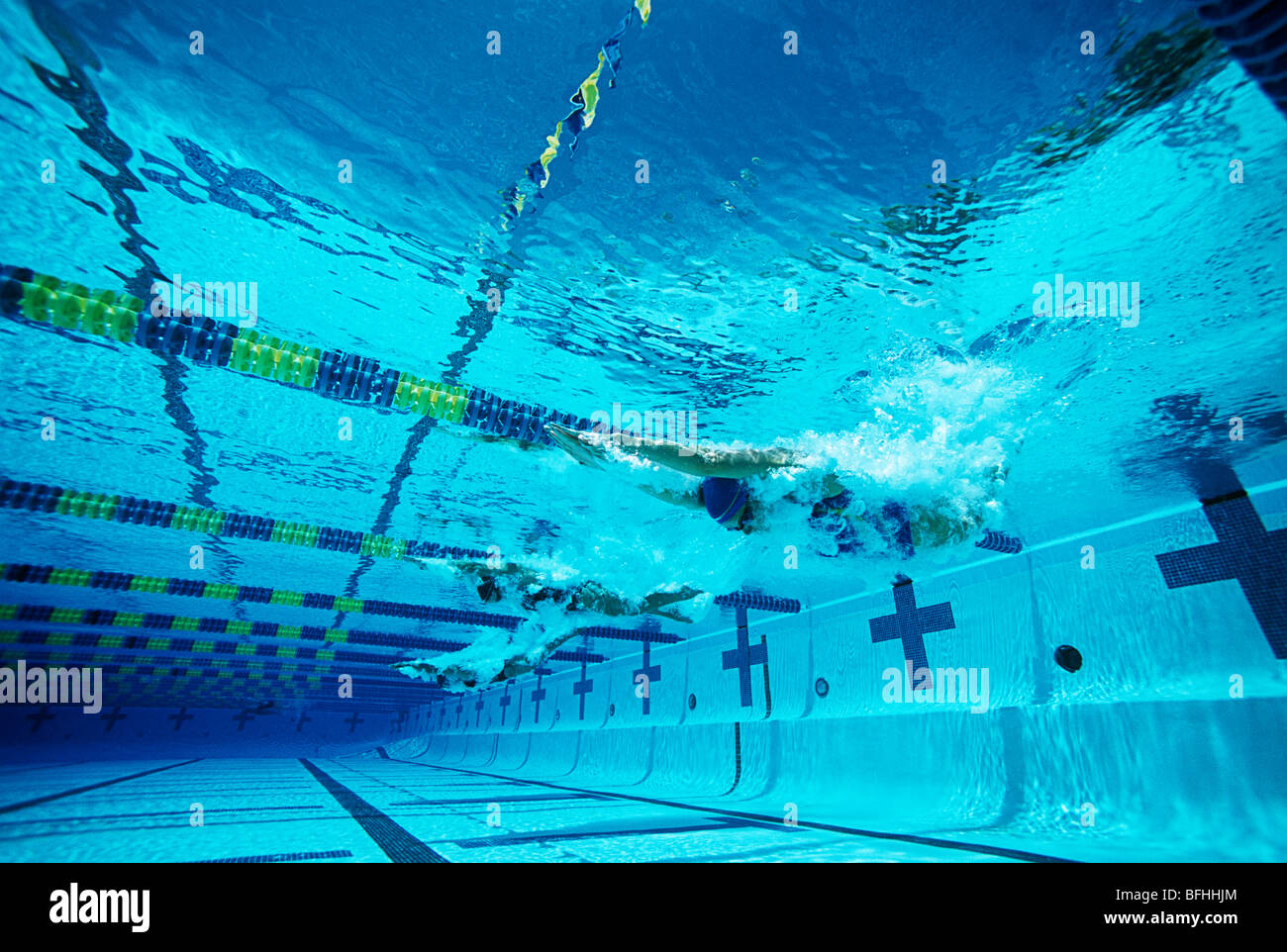 Underwater view of swimmers in pool Stock Photo - Alamy