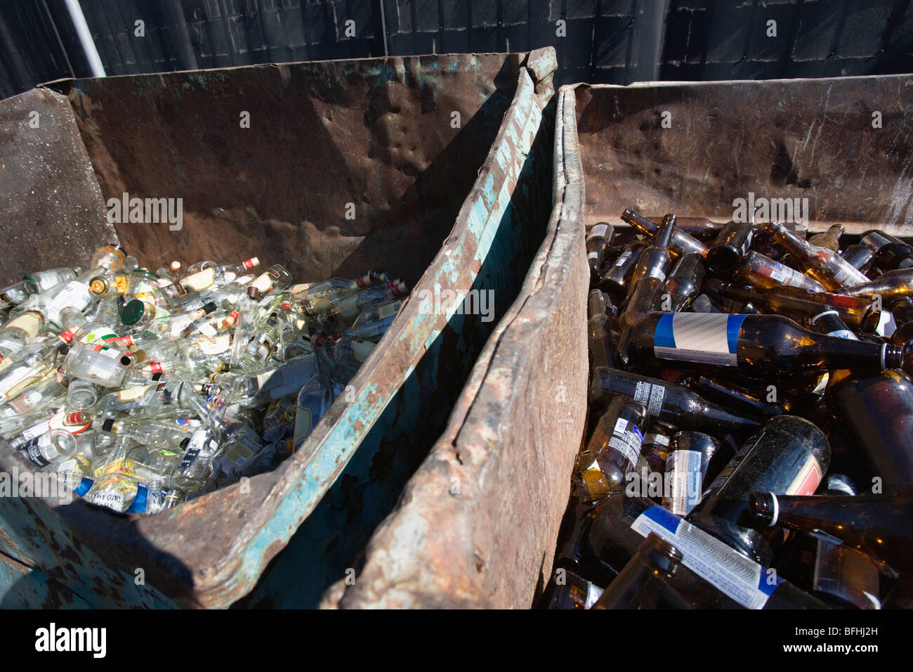 Glass bottles in bins hi-res stock photography and images - Alamy