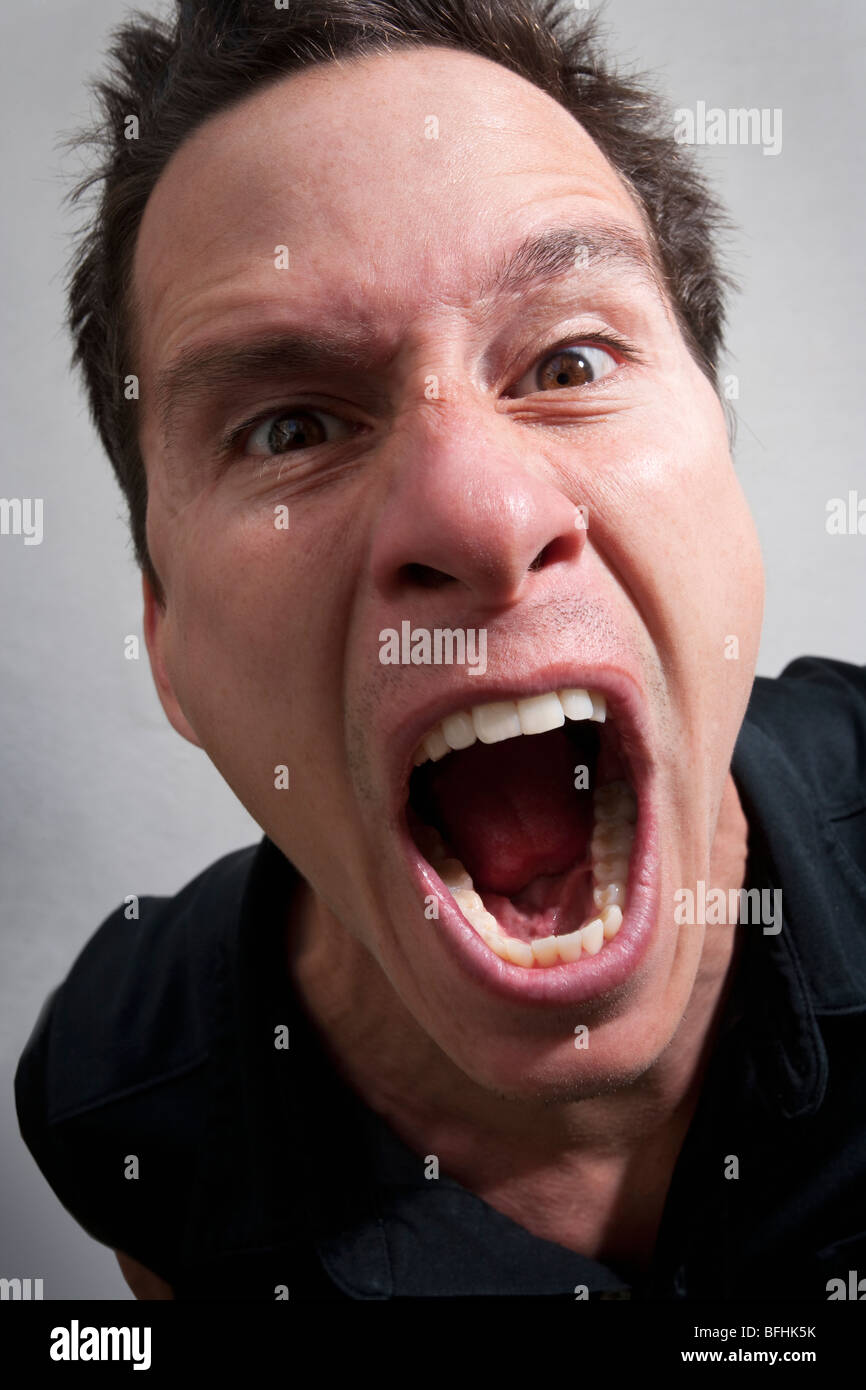 Man with distorted face hi-res stock photography and images - Alamy