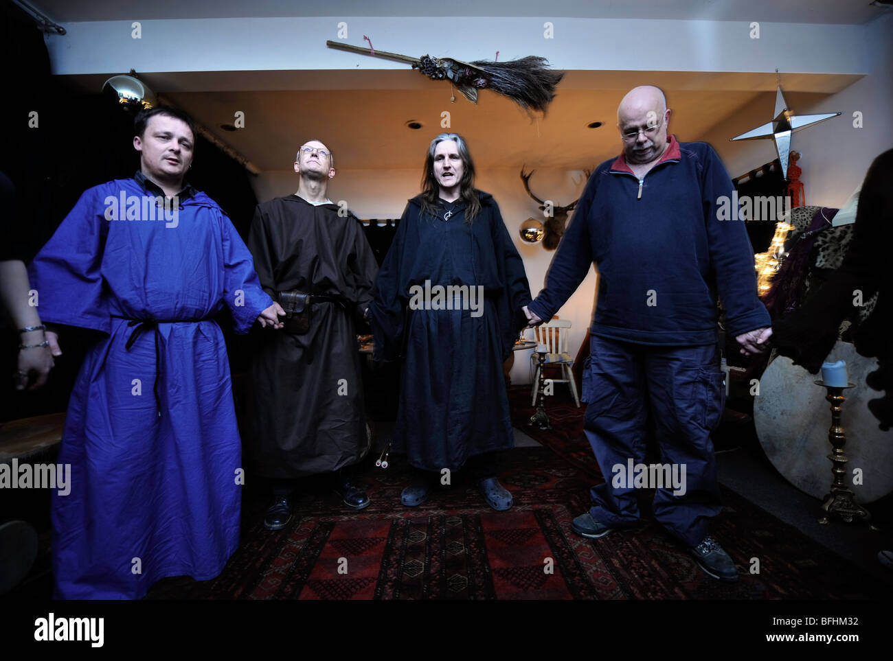 Tony Jameson (centre) leads a Druids gathering of The Dolmen Grove in ...