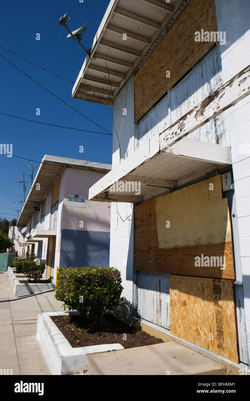 Boarded Up Apartments Stock Photo - Alamy