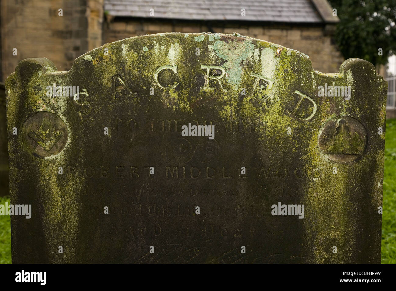A headstone in the grounds of St Mary's Church at Barnard Castle in ...