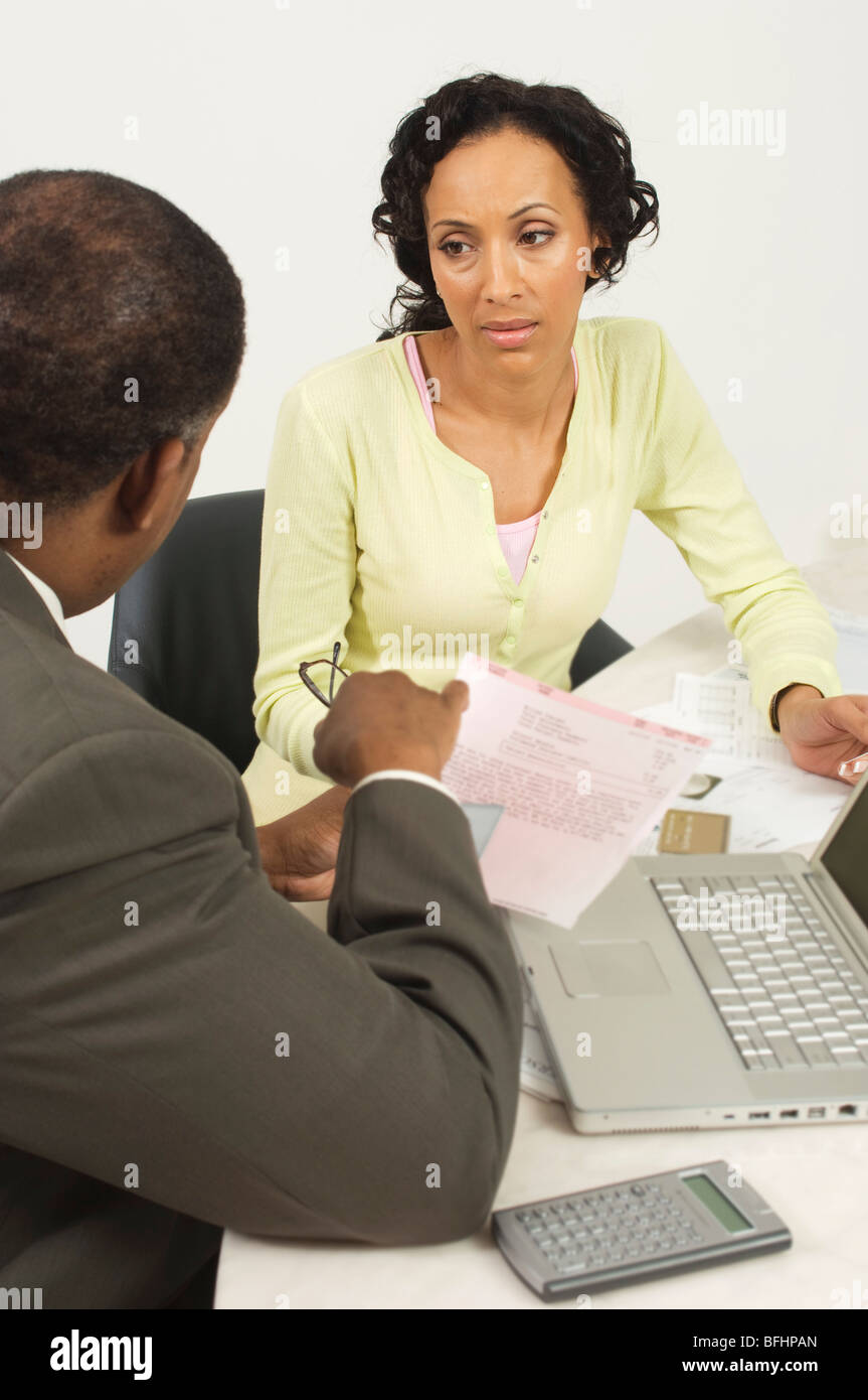 Accountant Talking with Client Stock Photo - Alamy