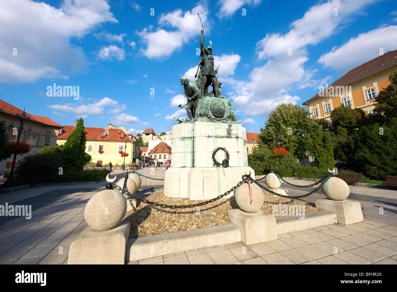 Statue of Istvan Dobo, Dobo square, Eger, Hungary Stock Photo - Alamy