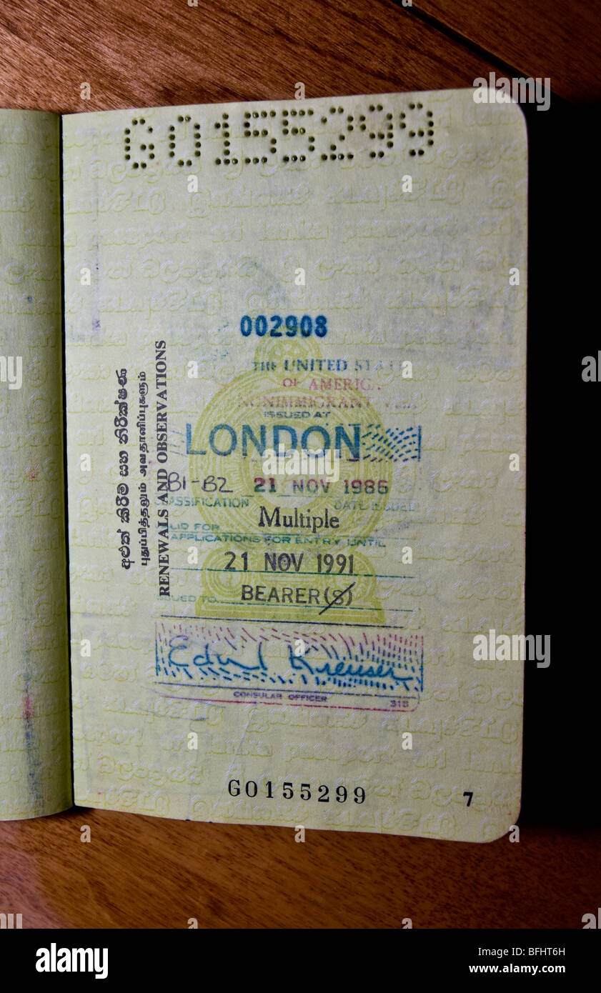 International immigration stamps and visas in a passport Stock Photo ...