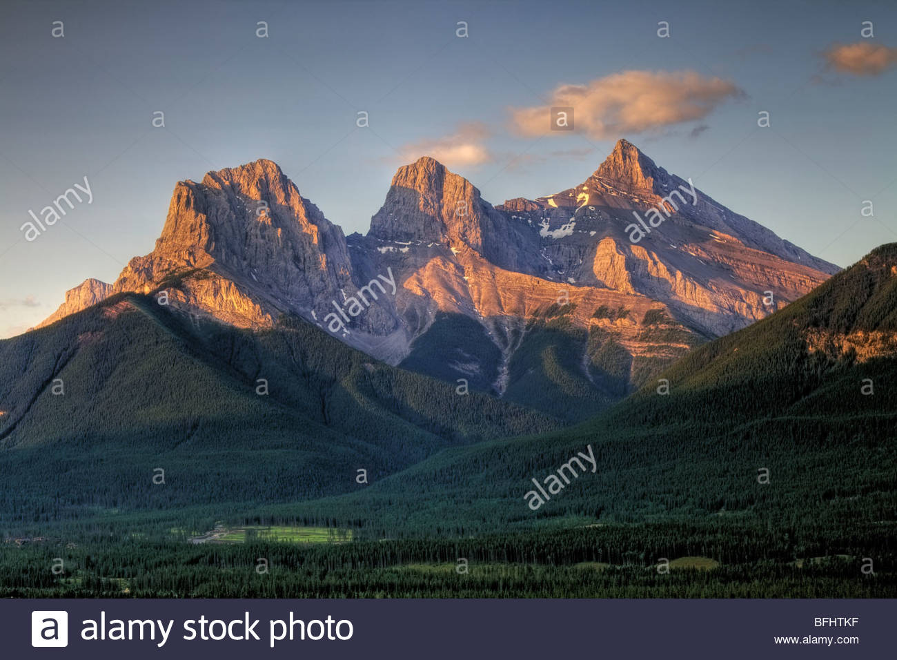 Three Sisters Mountains, Canmore, Alberta, Canada Stock Photo: 26822755 ...