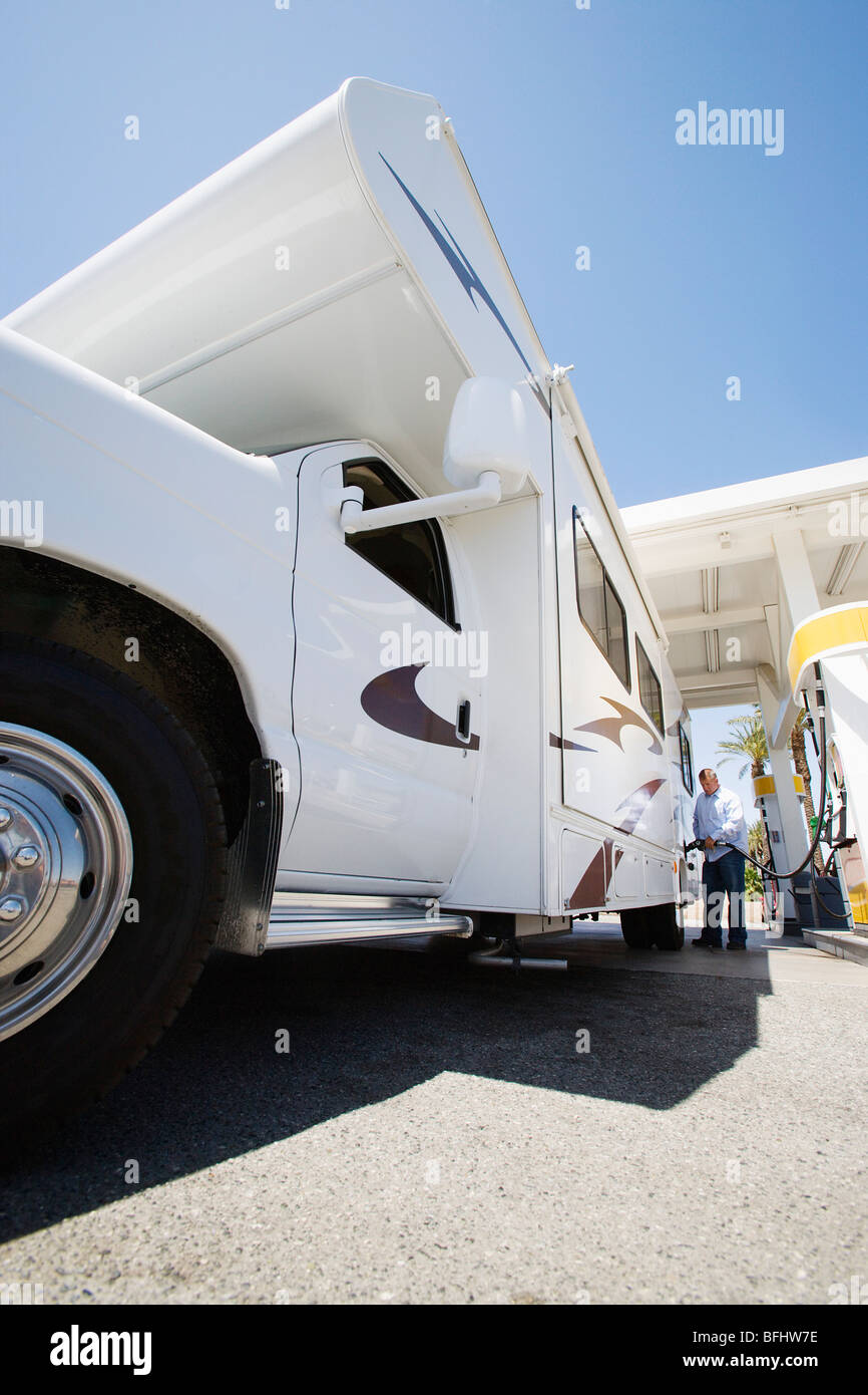 Man Refueling RV Stock Photo - Alamy