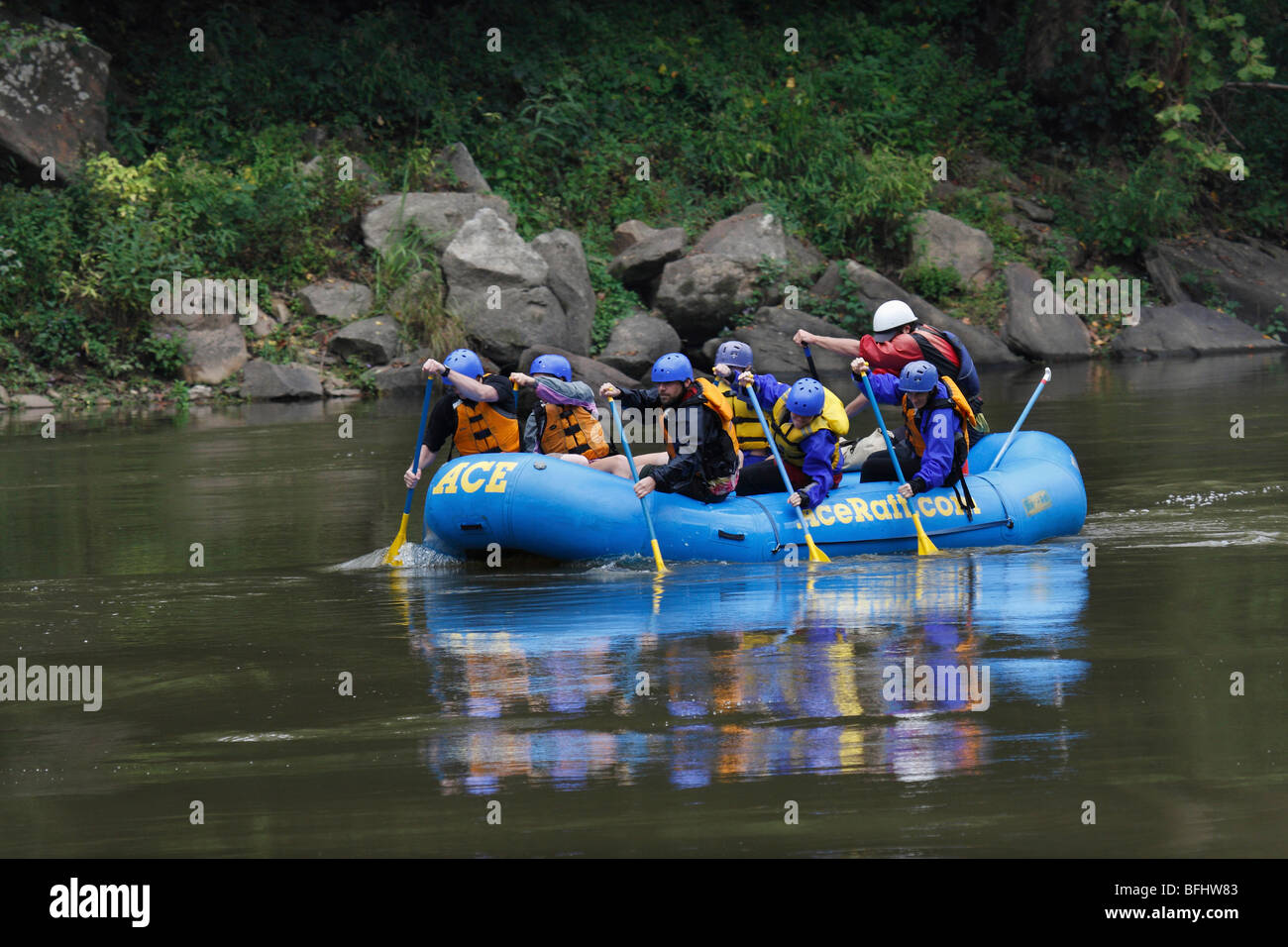 View of White Water Rafting on New River in West Virginia landscape USA ...