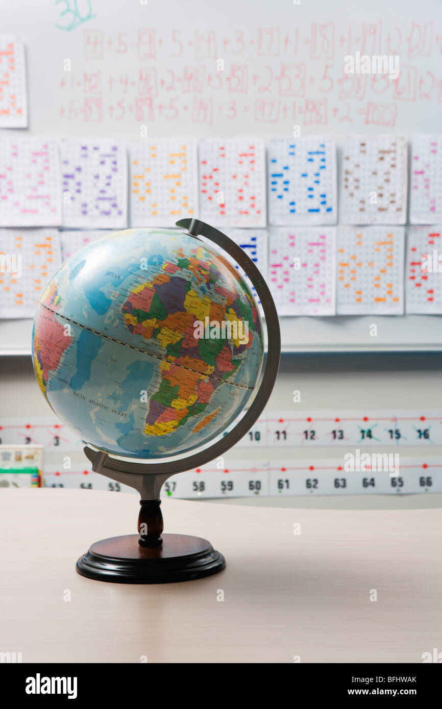 Globe in Elementary Classroom Stock Photo - Alamy