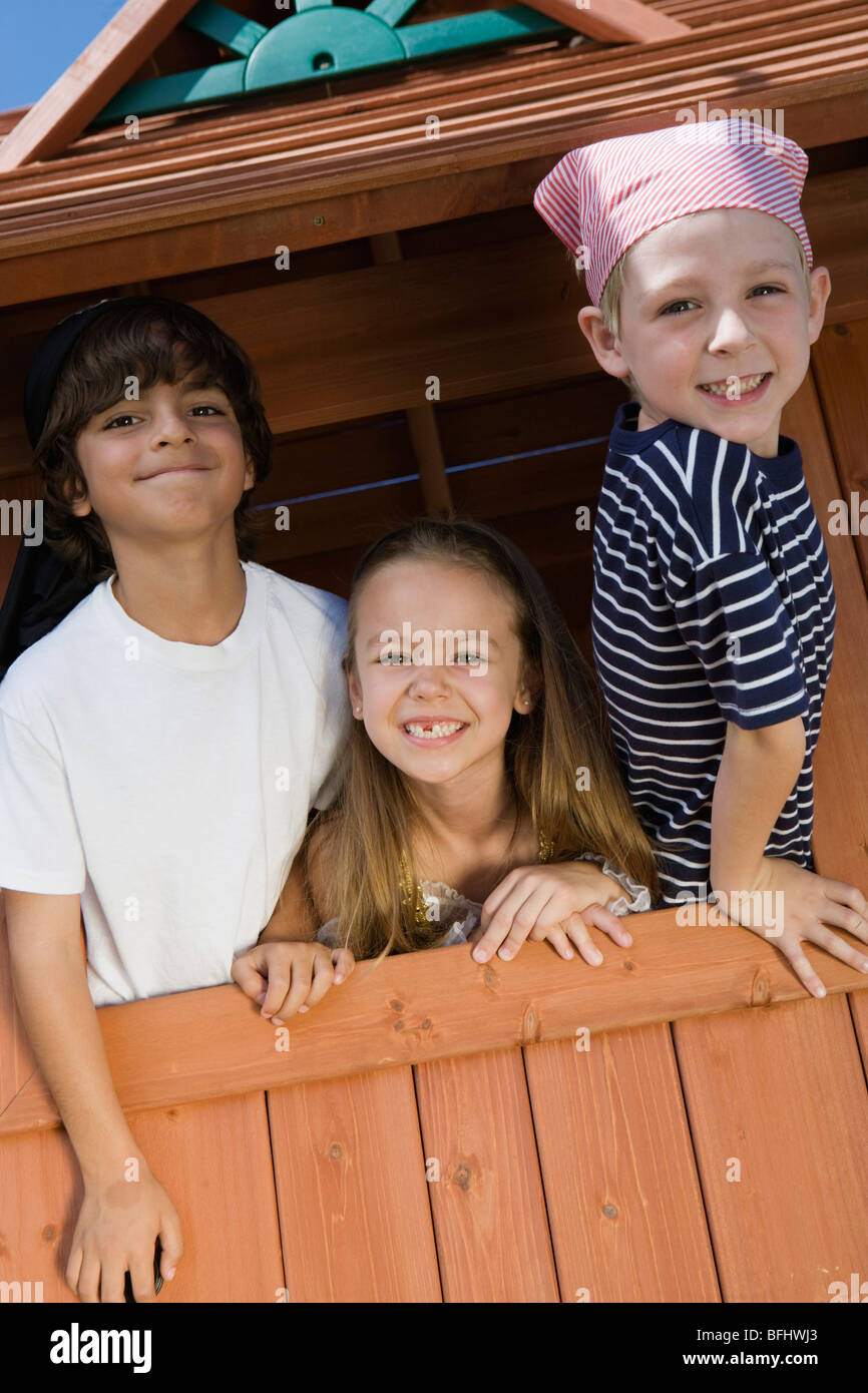 Kids Playing in a Fort Stock Photo - Alamy