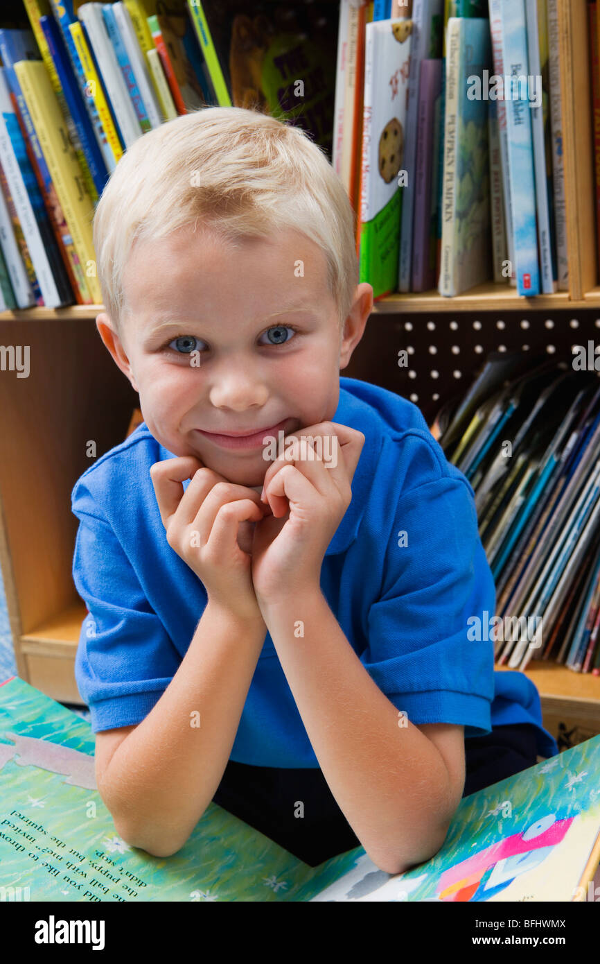 Little Boy Reading Stock Photo - Alamy
