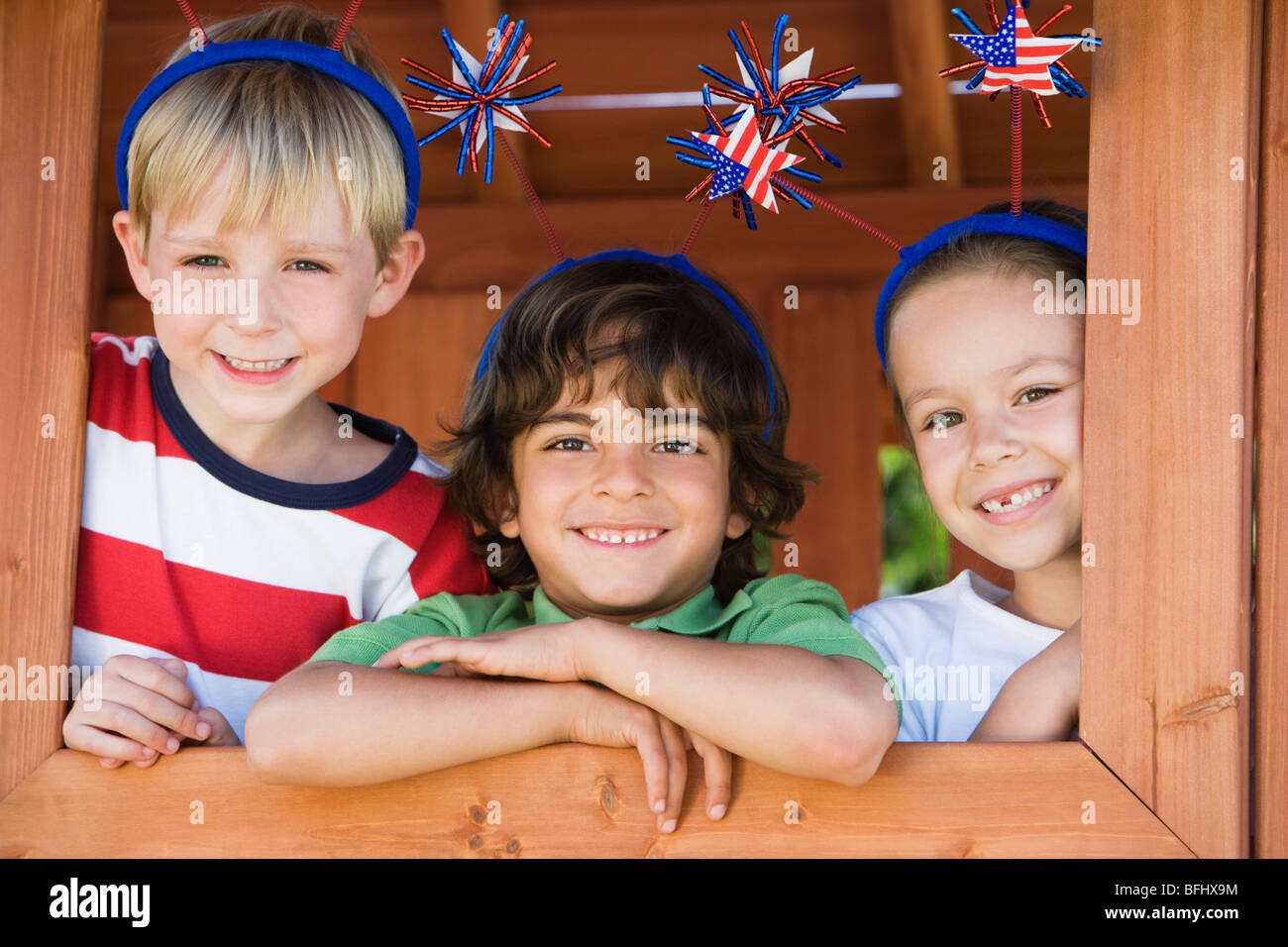 Kids Playing in Play House Stock Photo - Alamy