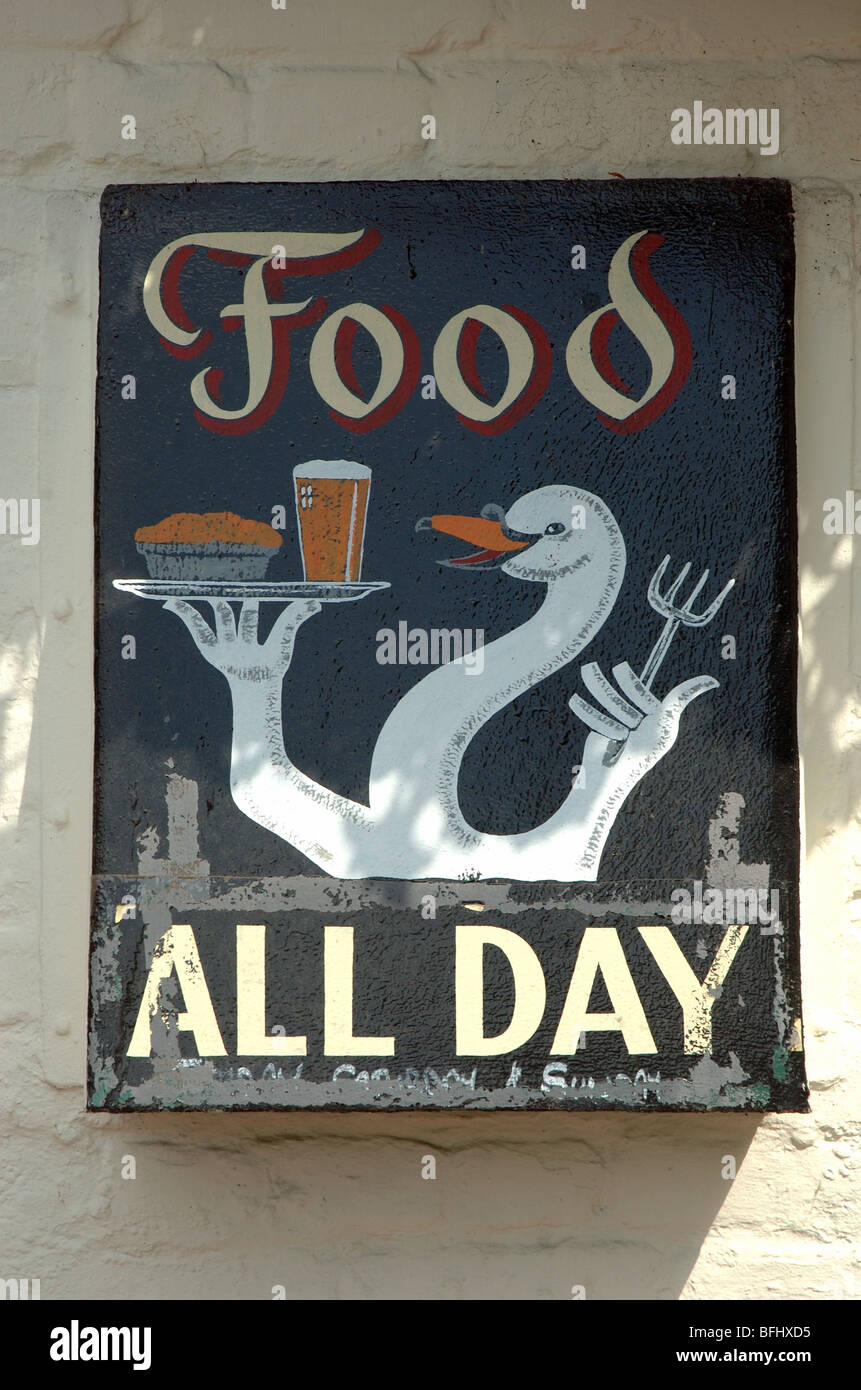 food served all day sign on the wall of the Swan public house, Swan ...