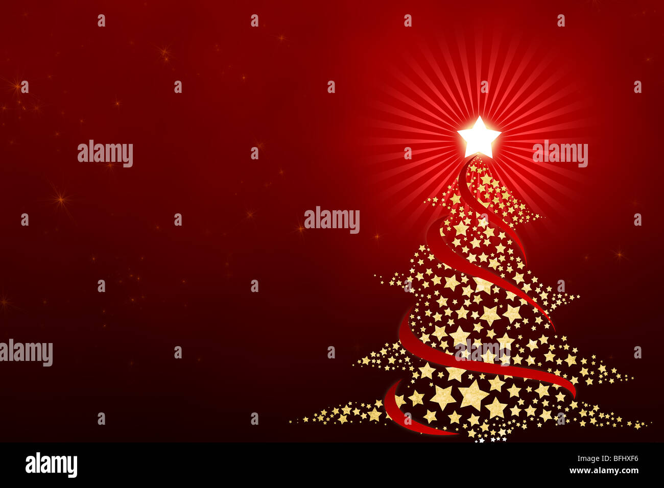 Christmas tree of stars with a red background Stock Photo - Alamy