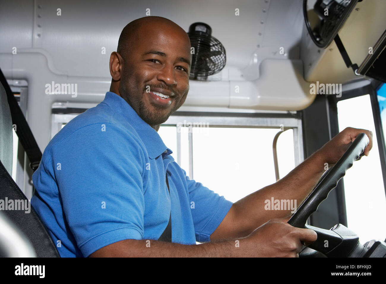 School Bus Driver in School Bus Stock Photo - Alamy