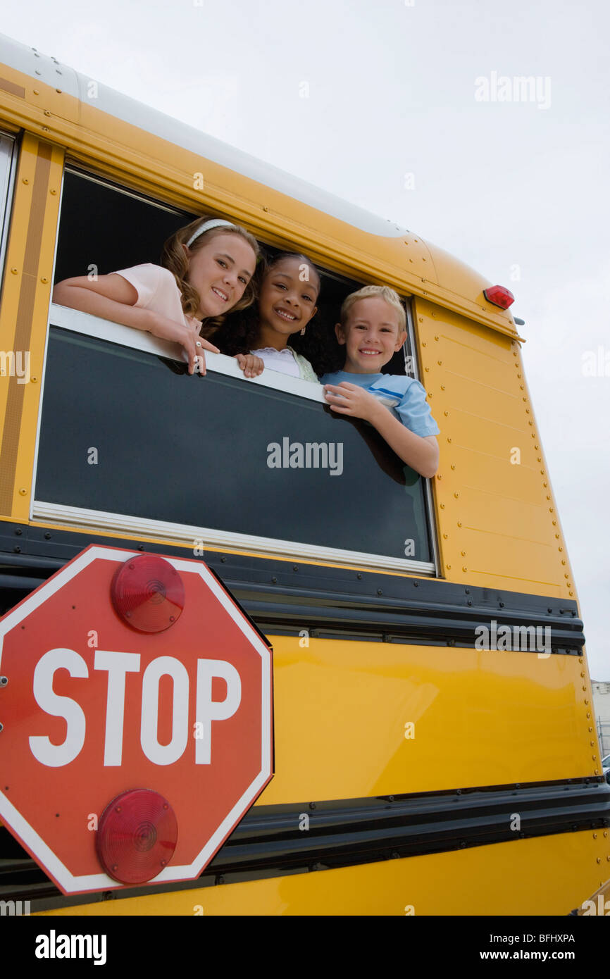 Kids on a Bus Stock Photo - Alamy